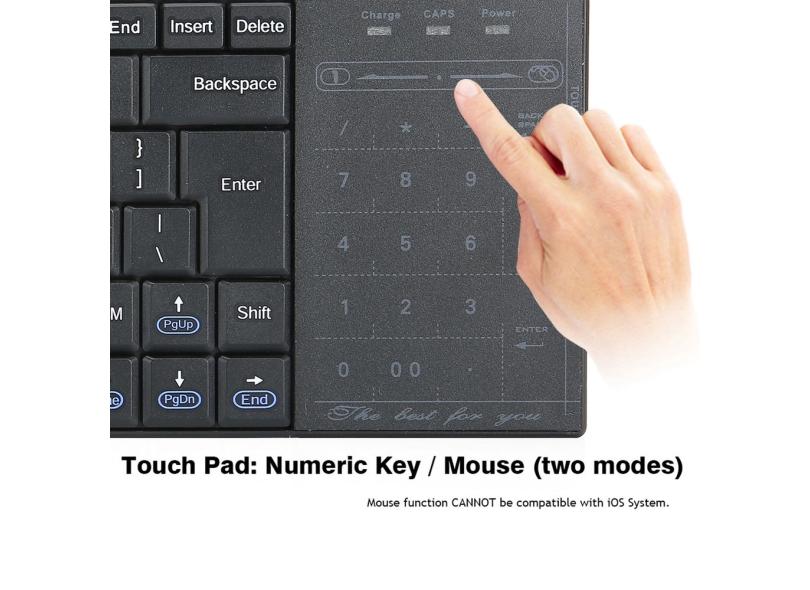 Teclado com touch pad, teclado universal sem fio com tecla numérica ...
