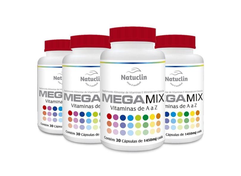 Mega Mix Com Vitaminas De A A Z-30 Cápsulas-1450Mg-4 Frascos em ...