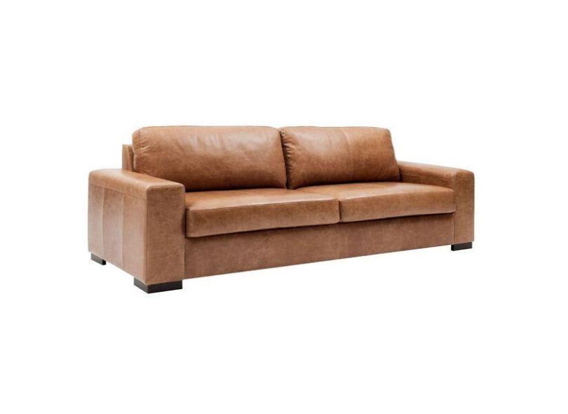 Sof 3 Lugares Sala De Estar P s Madeira Aisla 210 Cm Couro C com o ...