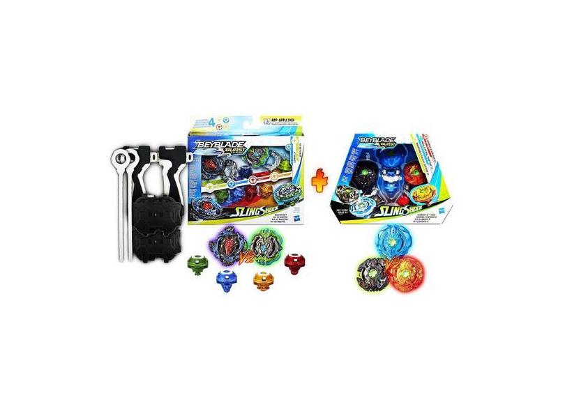 Kit 5 Beyblade Burst Slingshock + 2 Lançador Beyblad Hasbro com o ...