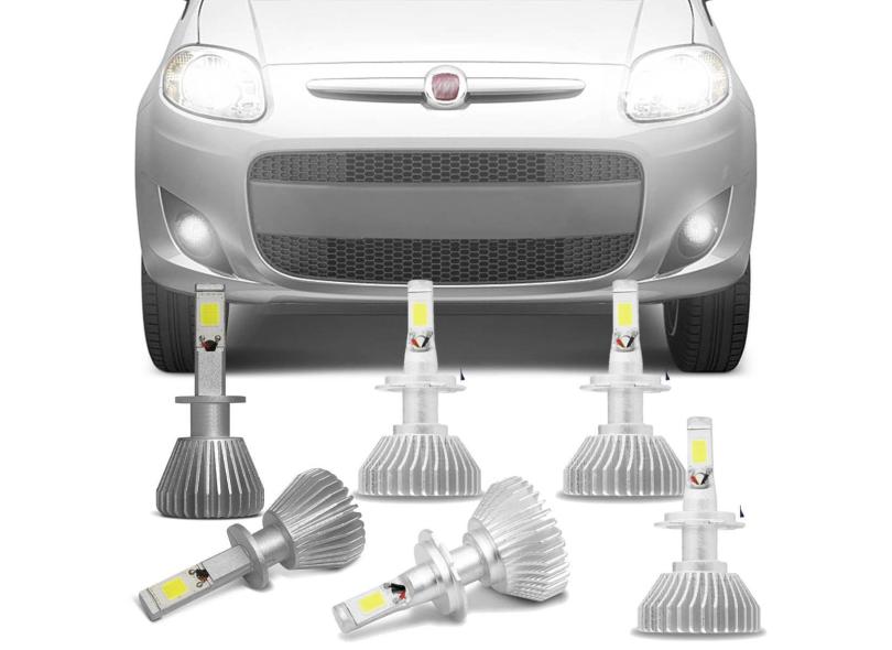 Kit Lâmpadas Super LED Headlight Palio 2012 A 2013 Farol Baixo Alto H4 ...