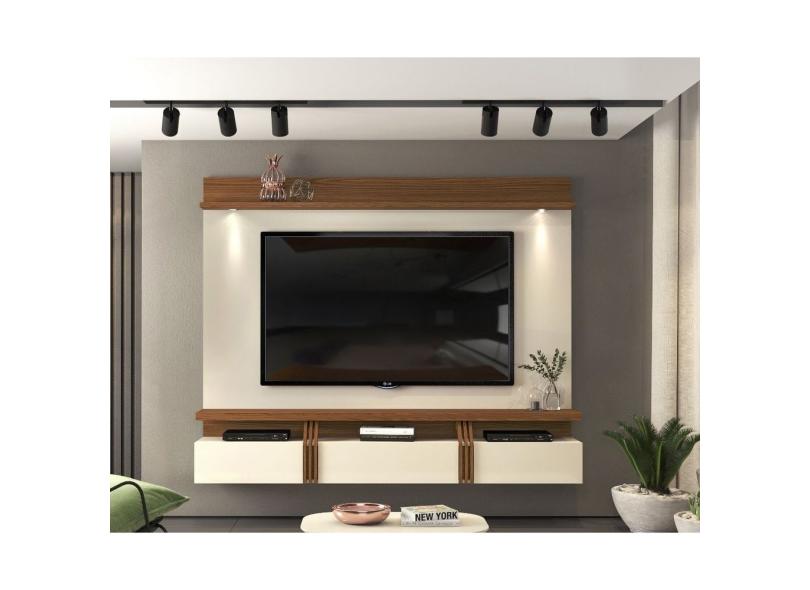 Painel Home Suspenso 3 Portas Loren para Tv até 70 Polegadas Creme ...