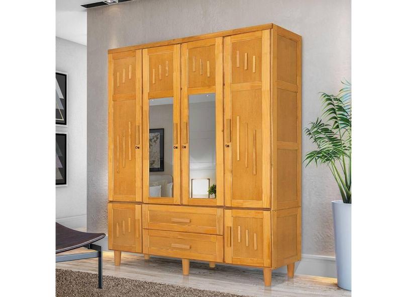 Guarda Roupa Em Madeira Maciça 4 Portas 2 Portas Com Espelho Imbuia ...