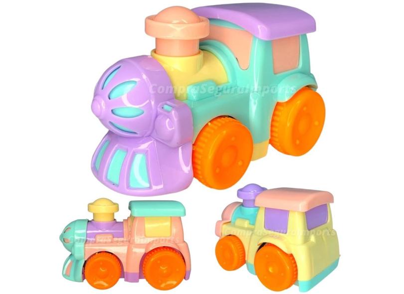 Trenzinho De Brinquedo Infantil Fricção Trem Piui Locomotiva com o ...