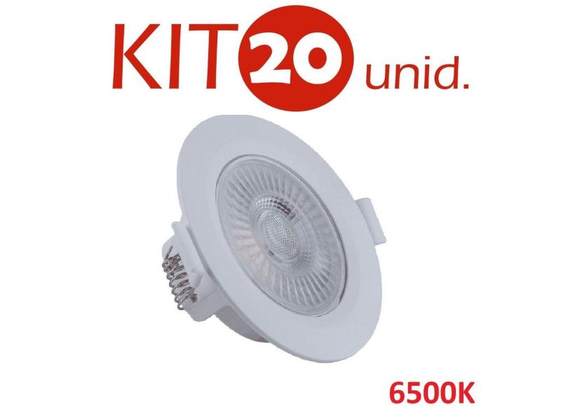 Kit 20 Spot Led 5W 6500K Embutir Frio Direcionável Redondo com o Melhor ...