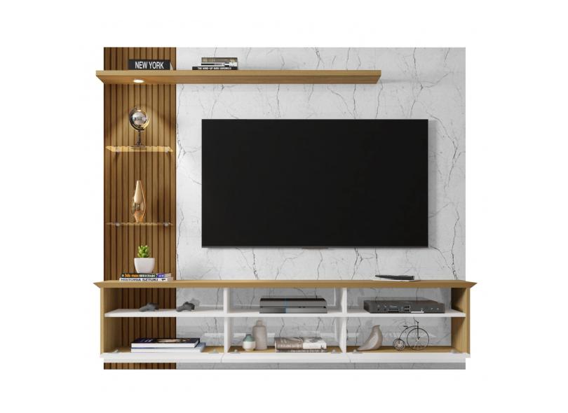 Painel com LED para TV até 60 Polegadas Trend Marmorizado Ripado ...
