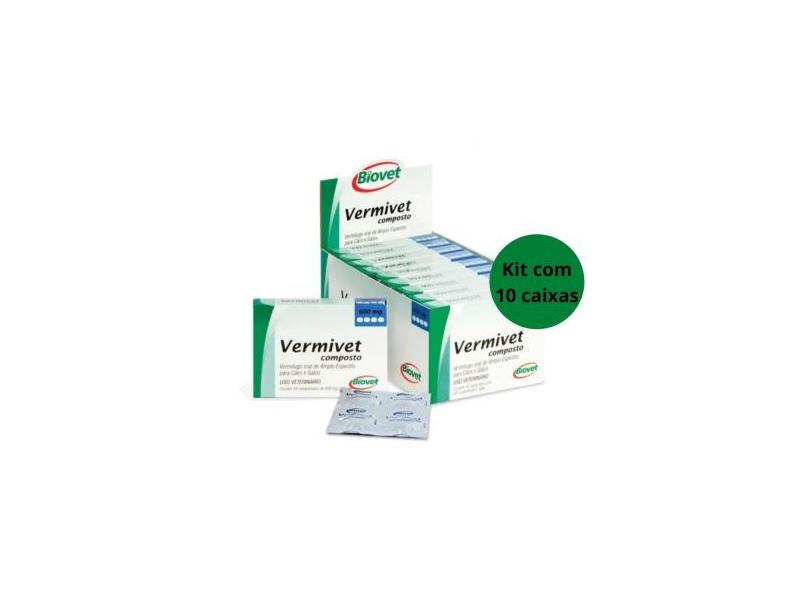 Vermivet Composto 600mg Vermifugo Cães E Gatos Display Com 10 Caixas ...