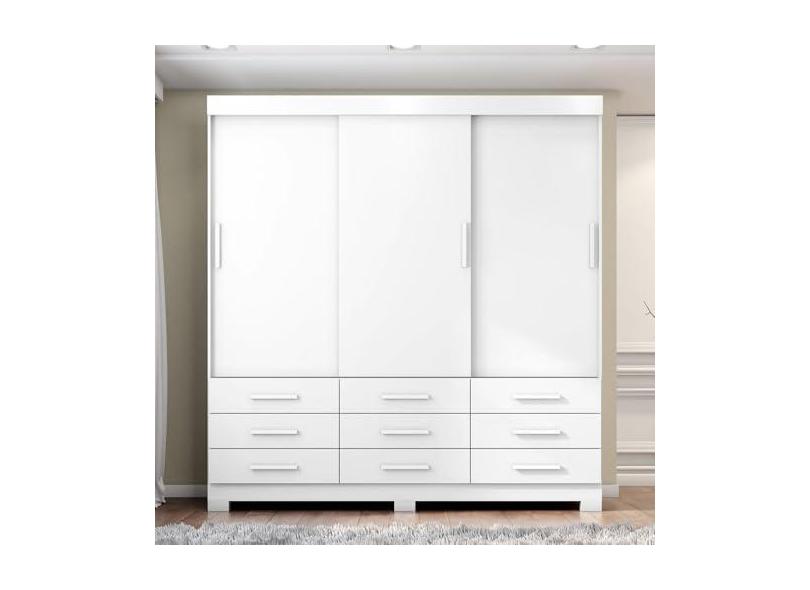 Guarda-roupa Mdp 3 Portas 9 Gavetas Ideale Max Branco Absoluto em ...