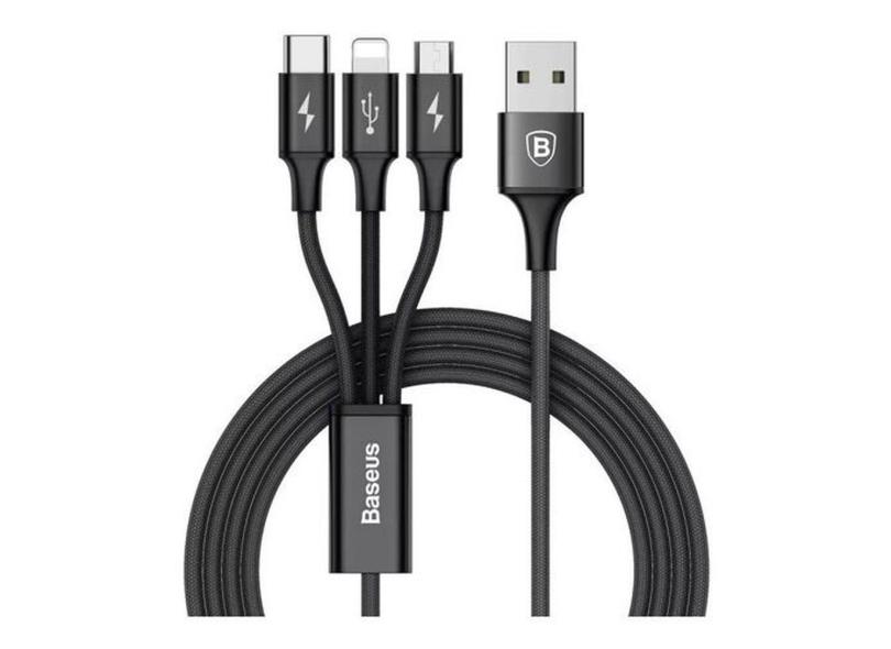 Cabo Multi Usb 3 In 1 Baseus Rapid Series 3a 1,2m Original com o Melhor ...