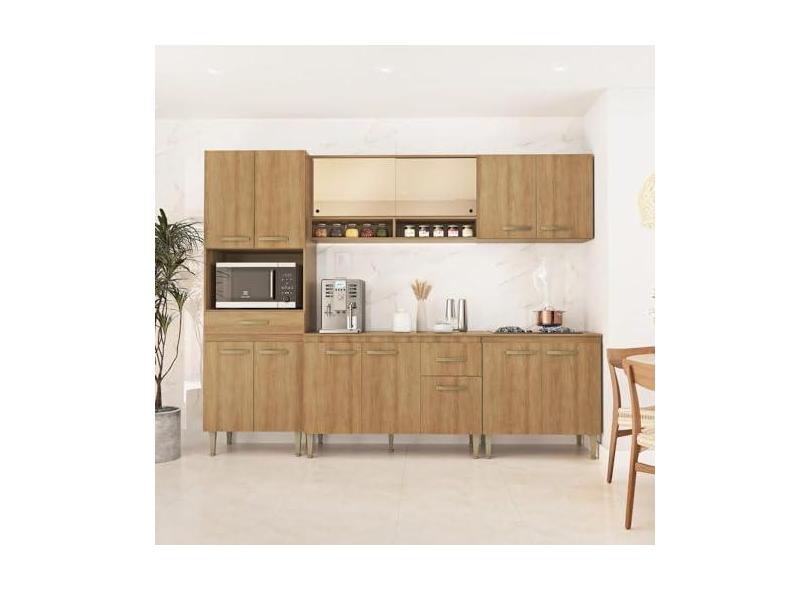 Cozinha Modulada Completa com Tampo 6 Peças 13 Portas 2 Gavetas Suprema ...