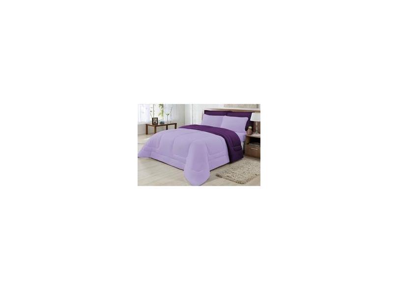 Edredom Solteiro Malha 100% Algodão Dupla Face Roxo E Lilas com o ...