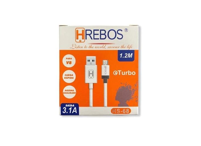 Cabo USB Turbo 3.1A Original Hrebos V8 Android 1.2m HS-68 - Tltl com o ...