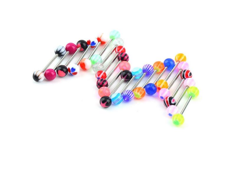 Moda acrílica de várias cores Tongue Anel Pill Tongue Piercing Jóias ...