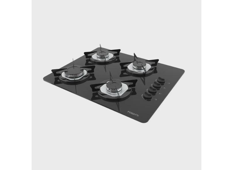 Fogão Cooktop Elétrico 4 Bocas Bivolt Mesa Em vidro Preto Fogatti Inox ...