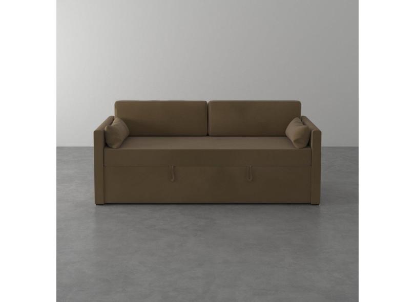 Sofá-Cama De 3 Lugares Sara De Suede Taupe 200Cm em Promoção é no Bondfaro