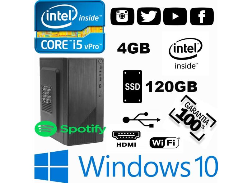 Computador básico intel core i5-3.4Ghz, 4GB, SSD120GB, windows 10 com o ...