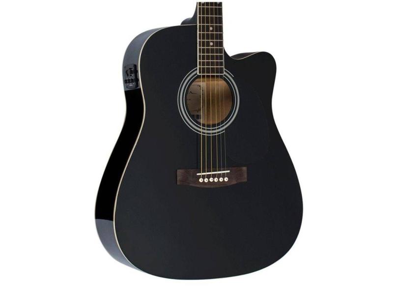 Violão Folk Eletroacústico Vogga Vck370 Bk Com Cutaway Equalizador E ...