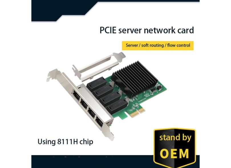 4 porta gigabit placa de rede 4 porta rj45 pci-e pci express adaptador ...