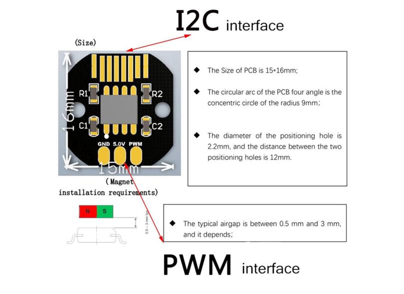 Verde AS5600 valor absoluto Rotary Encoder pwm / I2C Porto 12Bit ...