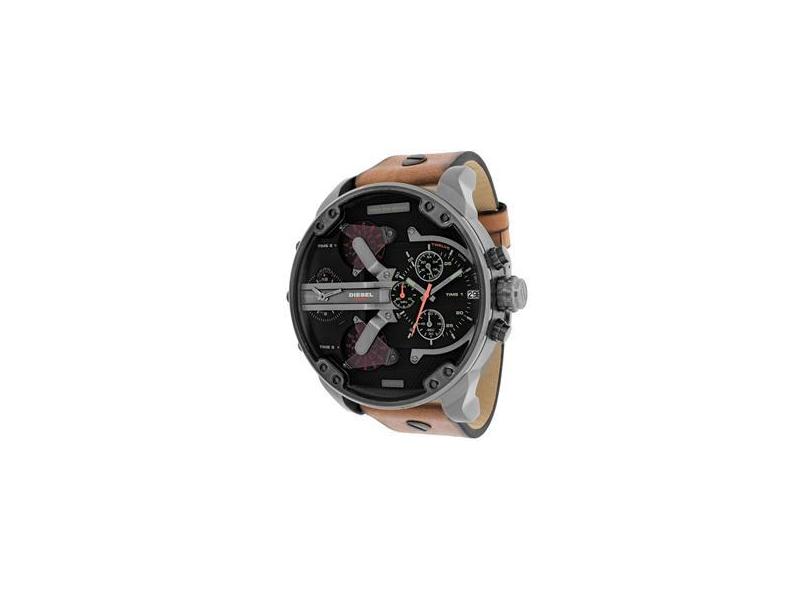 Relógio Masculino Diesel Mr. Daddy 2.0 Round Brown Leather Strap ...