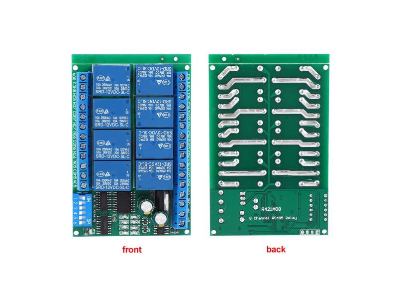 R421A08 dc 12V 8 canais RS485 relé placa de módulo de controle ...