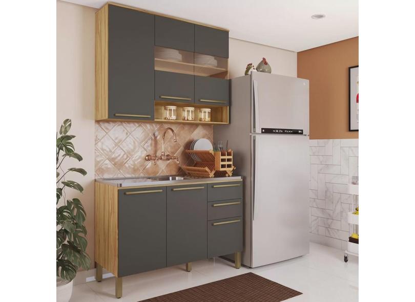 Cozinha Modulada Compacta 2 Peças 6 Portas 2 Gavetas sem Tampo com ...