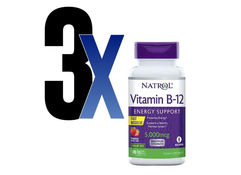 Vitamina B12 5000mcg Natrol 100Tabls Morango 3un com o Melhor Preço é ...