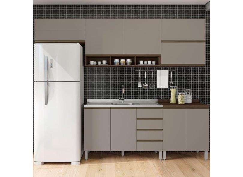 Cozinha Modulada Compacta 6 Peças Nogueira Dourado com Connect Jade ...