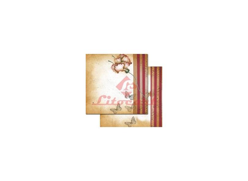 Papel Scrapbook Litocart 30,5x30,5 LSCD-147 Flor e Borboletas Bege em ... Papel Scrapbook Litocart 30,5x30,5 LSCD-147 Flor e Borboletas Bege em ...