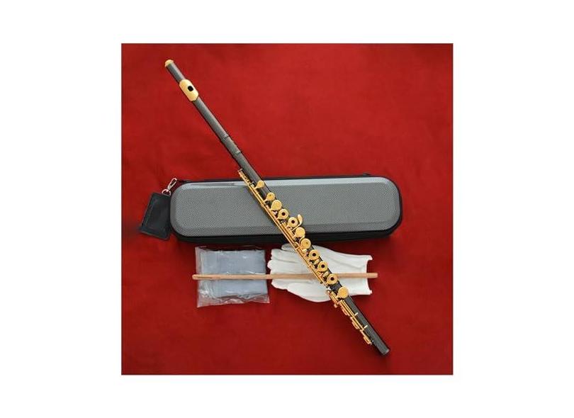 flauta transversal Corpo De Níquel Preto De Chaves Banhadas A Ouro ...