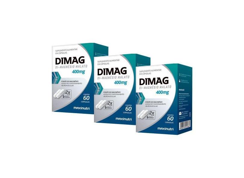Kit 3 Dimag Di-Malato De Magnésio - 60 Cápsulas - Maxinutri com o ...