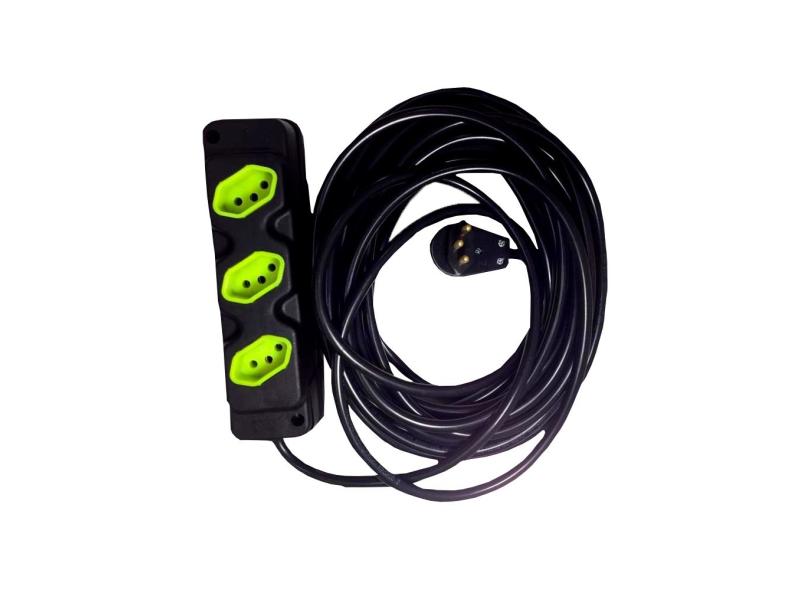 Extensão Elétrica 10a 01 Metro 3 Tomadas Cabo Pp 3x2 5mm Com O Melhor