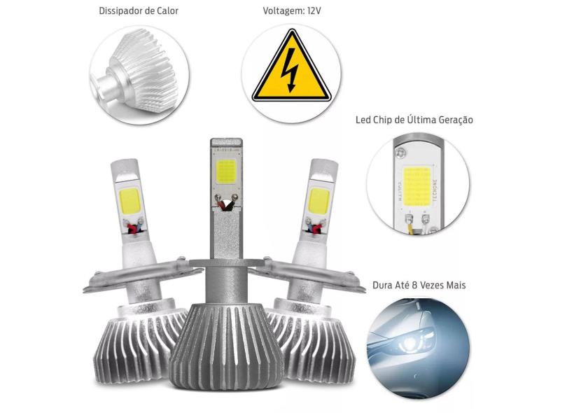 Kit Lâmpadas Super LED Headlight Palio 2008 A 2012 Farol Baixo Alto H4 ...
