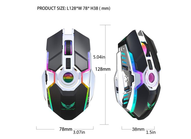 ZERODATE-T30 Mouse Sem Fio Recarregável rgb Glow 2.4G Design Ergonômico ...