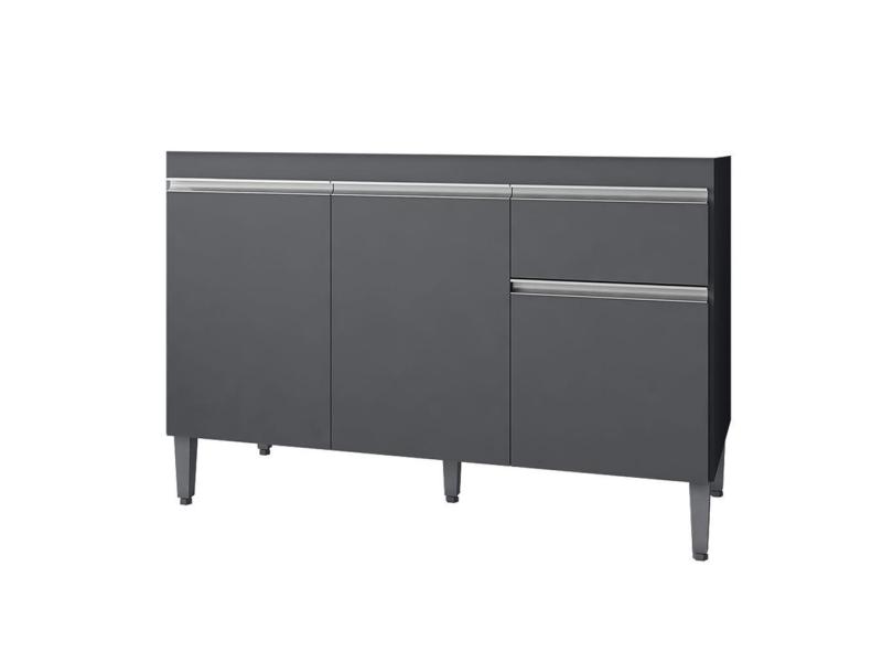 Balcão Gabinete Para Pia Sem Tampo 120cm 3 Portas e 1 Gaveta Tatiane Cinza - AJL Móveis com o ...