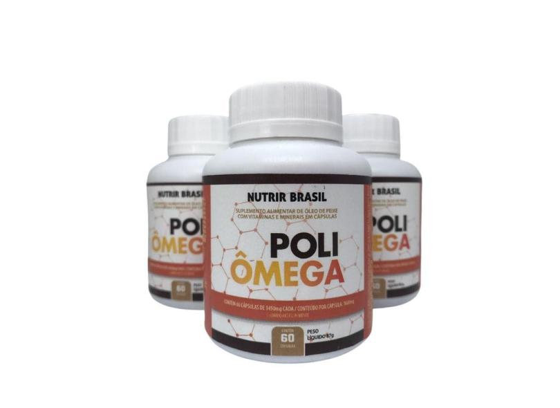 Kit 3 Poli Ômega Peixe Vitaminas Minerais 60 Cáps De 1000 Mg com o ...