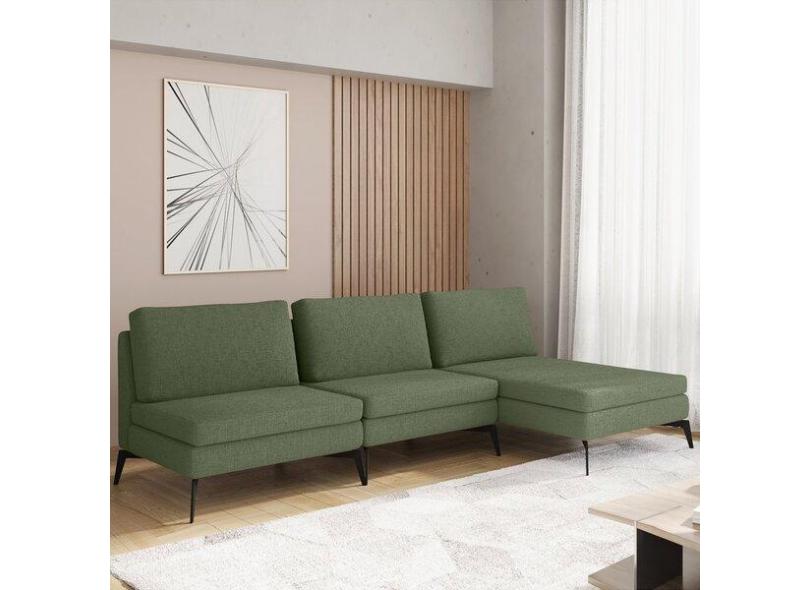 Sof Modular 3 Lugares Com Chaise 225cm Calla Cabecasa Madeir com o ...