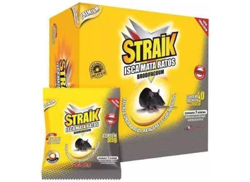 Isca Atrativa Mata-ratos Veneno Straik - 5 Sachê 25 Gr Cada com o ...