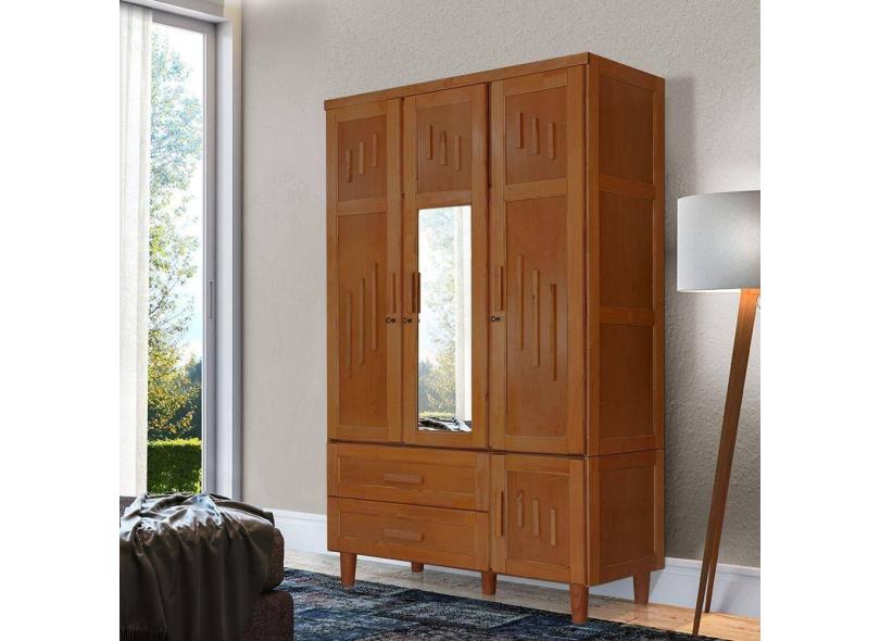 Guarda Roupa Em Madeira Maciça 3 Portas 1 Porta Com Espelho Imperatriz ...