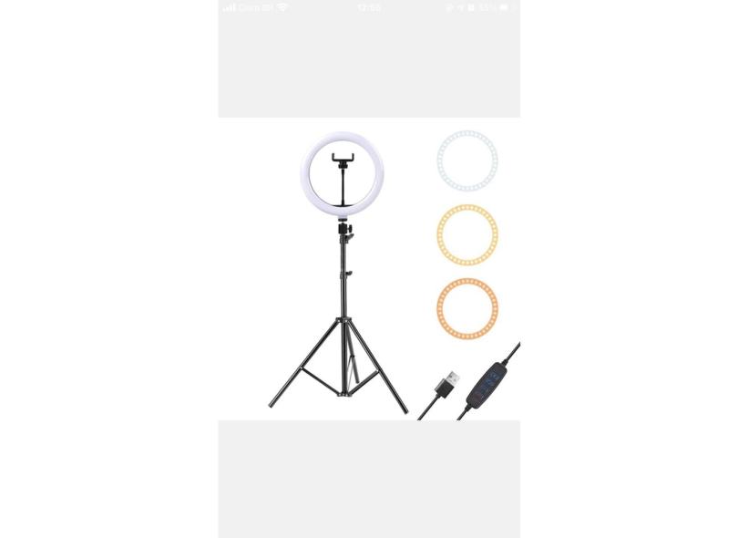 Ring Light 12 Led 30cm c/ Tripé 2m Usb Perfeito Foto Profissional Video ...