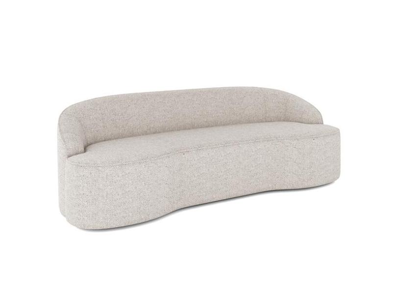 Sof 3 Lugares Curvo Sala De Estar Living L tus D02 Linho Cru em ...