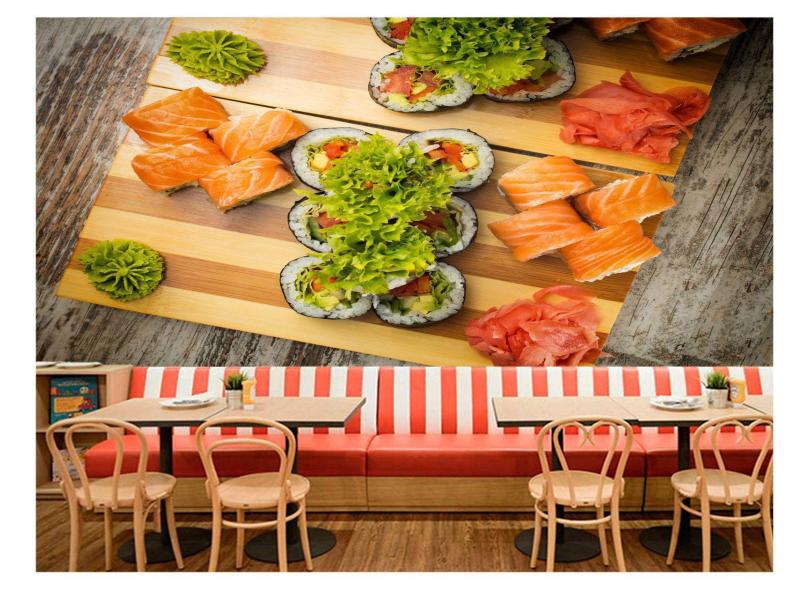 Papel De Parede Rodízio Japonês Sashimi 3D Al204 com o Melhor Preço é ...