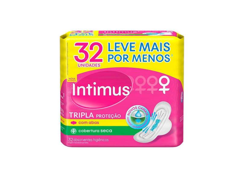 Absorvente Íntimo Com Abas Intimus Tripla Proteção Seca Pacote 32 ...