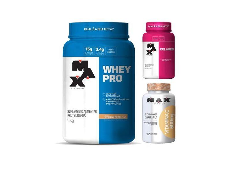 Combo Whey Protein 1Kg, Colágeno 100 Caps E Vitamina C 500Mg 60 Caps ...