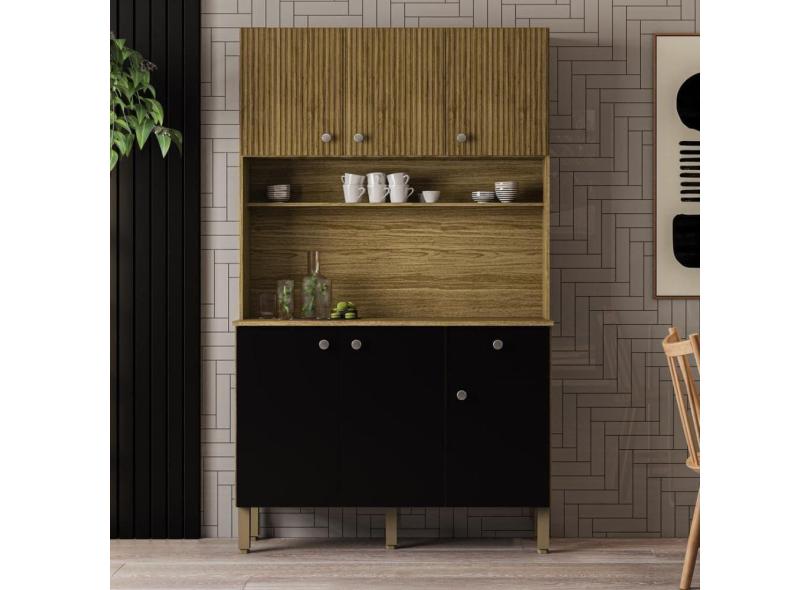 Armário De Cozinha Compacta 6 Portas 1 Gaveta Style - Freijó-nero-cp ...