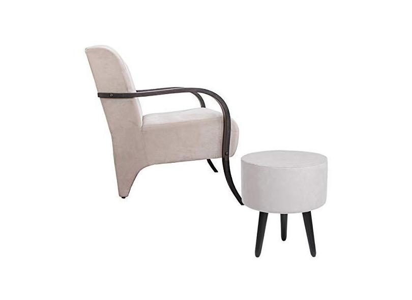 Kit Poltrona Decorativa Creme com 1 Puff com o Melhor Preço é no Zoom