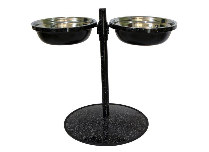 Comedouro Grande Duplo Inox Altura Regulável Gastrobel Preto com o ...