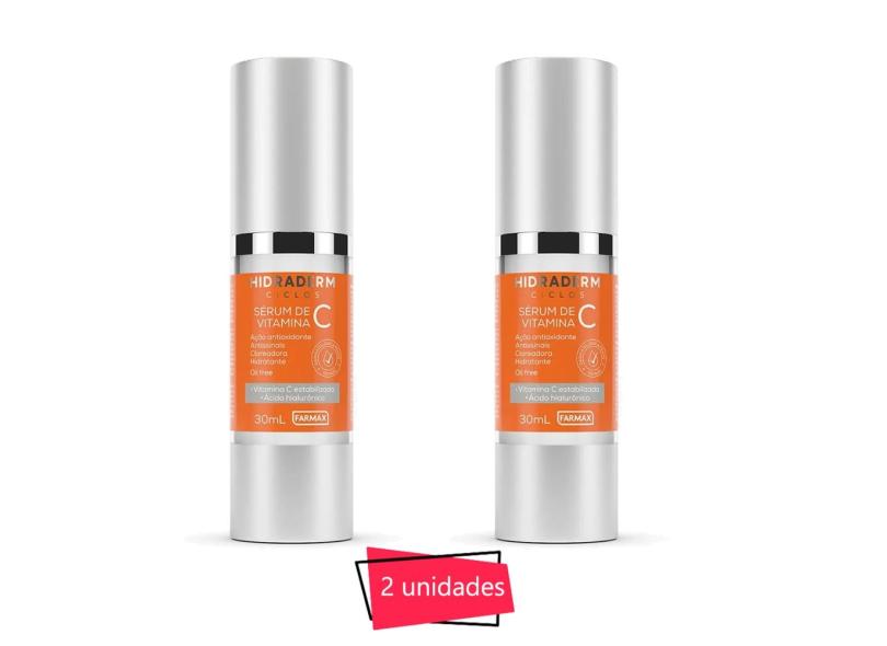 Kit 2 Farmax Sérum Vitamina C Hidratante Facial Antissinais com o ...