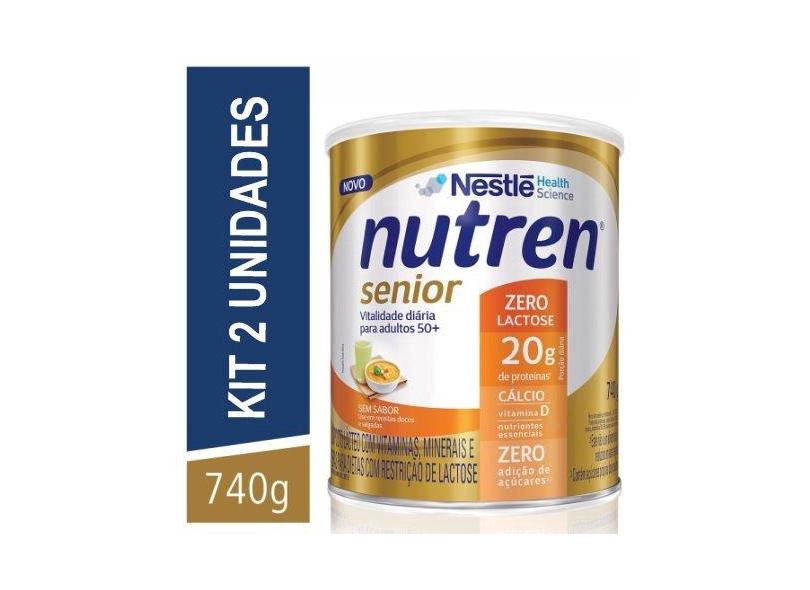 Nutren Senior Pó Sem Sabor Zero Lactose 740g Kit com 2 unidades com o ...