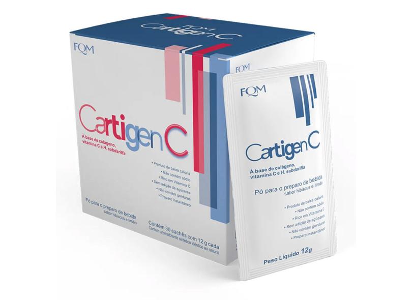 Cartigen C Colágeno Em Pó Sabor Hibiscus E Limão C/30 Sachês com o ...